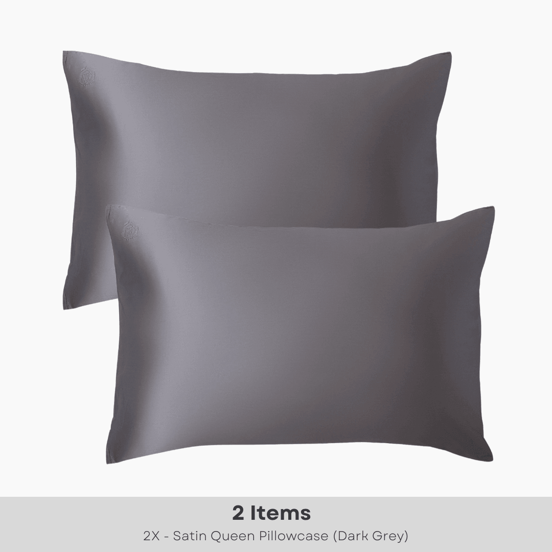 (2 Pack) Dark Grey Satin Queen Pillowcase – BOMBAY HAIR Pro